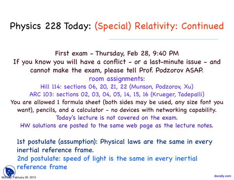 Relativity Optics And Modern Physics Lecture Slides Docsity