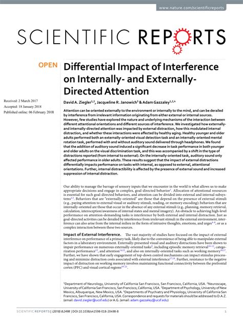 Pdf Differential Impact Of Interference On Internally And Externally Directed Attention