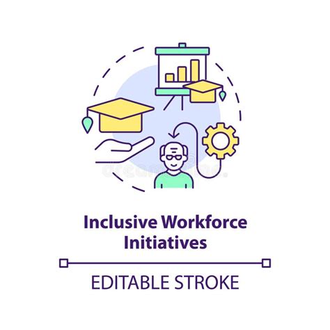 2d Inclusive Workforce Initiatives Line Icon Concept Stock Vector Illustration Of Rejoin