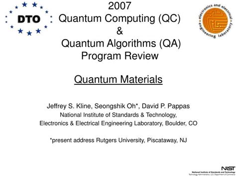 Ppt 2007 Quantum Computing Qc And Quantum Algorithms Qa Program