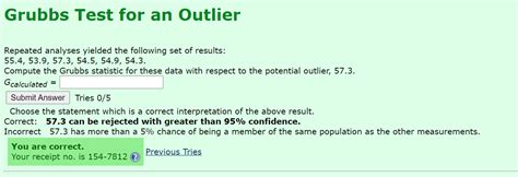Solved Grubbs Test For An Outlier Repeated Analyses Yielded