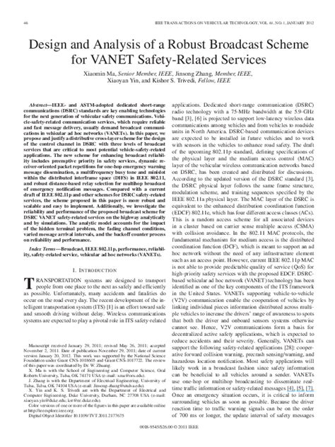 Pdf Design And Analysis Of A Robust Broadcast Scheme For Vanet Safety Related Services