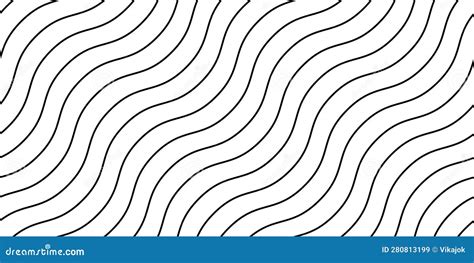 Wavy Lines Seamless Pattern Undulate Stripes Repeating Background Black And White Diagonal
