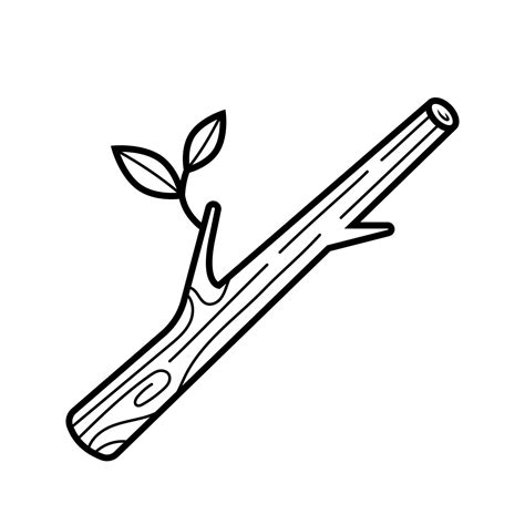 Tree Branch Icon With Leaves Isolated Vector Illustration In Hand Drawn Sketch Doodle Style