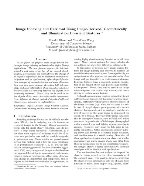 pdf image indexing and retrieval using image derived geometrically andillumination invariant