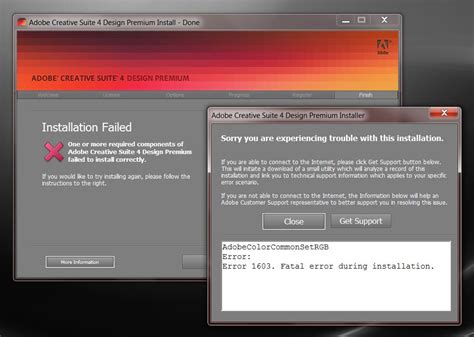 solved error installing adobe creative suite 4 design pre adobe