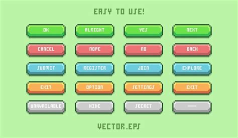 Premium Vector Collection Set Button Action Game Ui In Pixel Art Cute Soft Style Soft Light