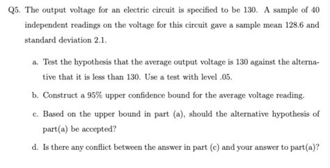 Q5 The Output Voltage For An Electric Circuit Is Chegg Com