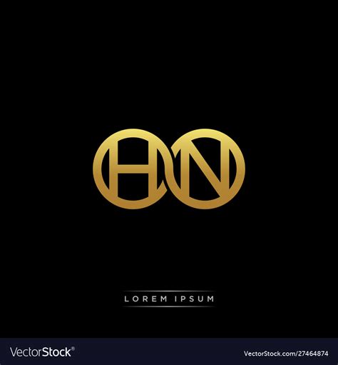 Hn Initial Letter Linked Circle Capital Monogram Vector Image