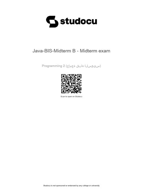 Java Bis Midterm B Midterm Exam Pdf Java Programming Language