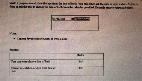 Solved Write Program To Calculate The Age From The Date Of Chegg Com
