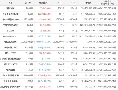 가상화폐 비트코인 534000원 하락한 77996000원에 거래 한국경제
