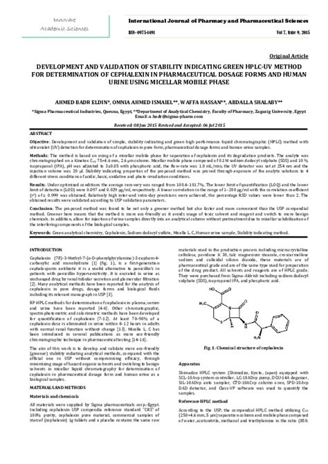 Pdf Development And Validation Of Stability Indicating Green Hplc Uv