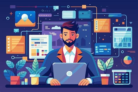 Flat Style Web Developer With Web Development Frameworks And Coding Languages Premium Ai