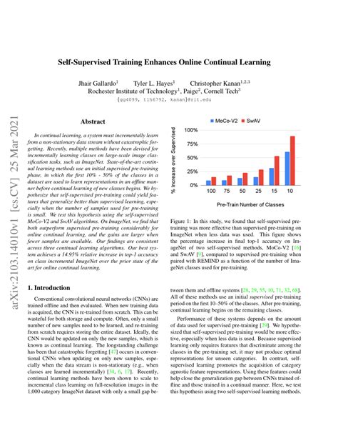 Pdf Self Supervised Training Enhances Online Continual Learning