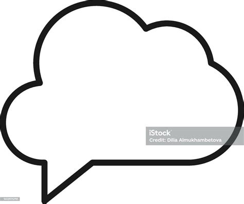 흑백 간단한 기호 앱 책 템플릿 기사 등에 적합한 흑백 미니멀 일러스트 레이 션 클라우드 음성 거품의 벡터 선 아이콘 개념에