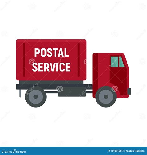 Postal Service Truck Icon Flat Style Stock Vector Illustration Of