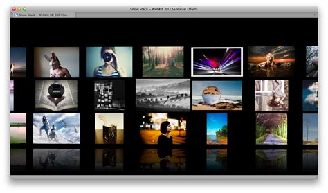snow stack webkit only photo gallery made with css 3d visual effects