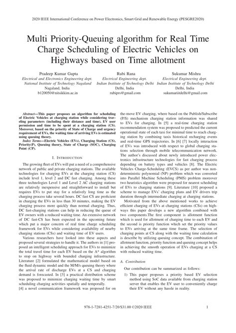 Pdf Multi Priority Queuing Algorithm For Real Time Charge Scheduling