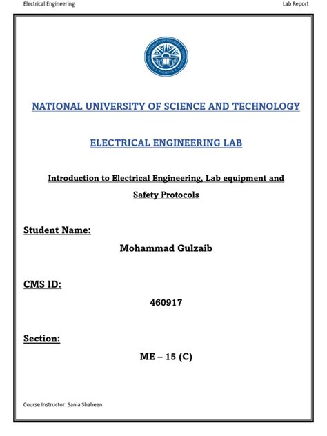 Electrical Engineering Lab 1 Pdf Voltage Electrical Impedance