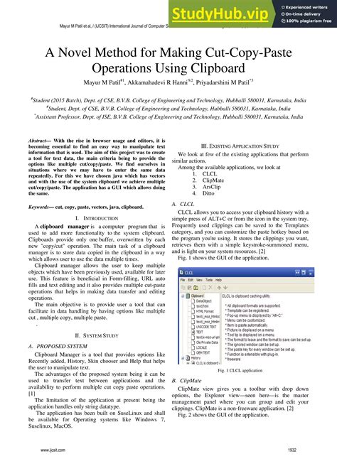 A Novel Method For Making Cut Copy Paste Operations Using Clipboard Pdf