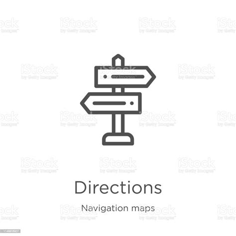 탐색 지도 컬렉션에서 방향 아이콘 벡터입니다 얇은 선 방향 개요 아이콘 벡터 일러스트 레이 션입니다 웹 사이트 디자인 및 모바일 앱 개발을 위한 개요 얇은 선 방향 아이콘