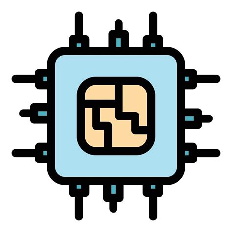 Microchip Icon Color Outline Vector 15079856 Vector Art At Vecteezy