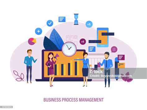 비즈니스 프로세스 관리입니다 시장 조사 시간 관리 작업 배포 제어 개선에 대한 스톡 벡터 아트 및 기타 이미지 개선 경영자