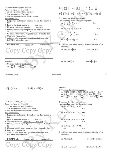 Form 2 Mathematics Notes Exercise By Kelvin Chapter 1 Pdf