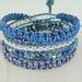 Macrame Wrap Bracelet With Blue Leather And Silver Button Clasp Shades Of Blue Etsy