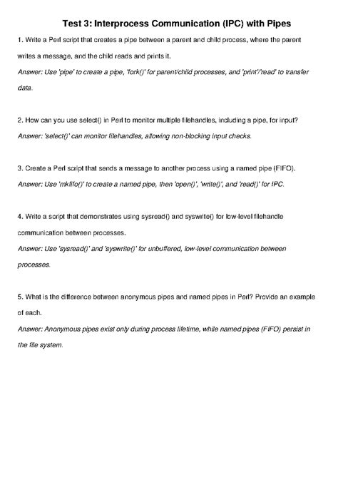 Test 3 Interprocess Communication Ipc With Pipes Answer Use Pipe