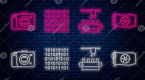 set line binary code factory conveyor system belt mirrorless camera