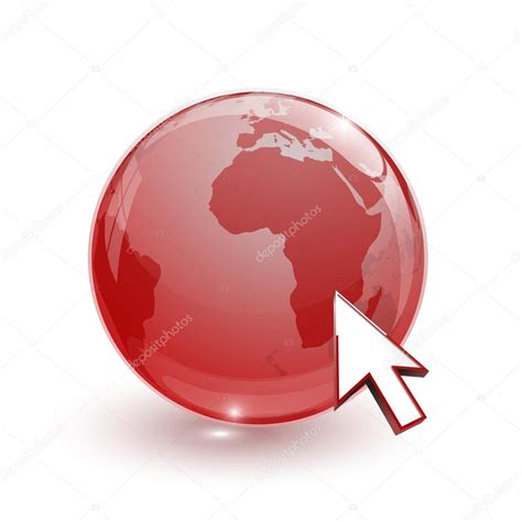 Glass Globe Earth Map 3d Red And Cursor Stock Vector By ©mizar219842
