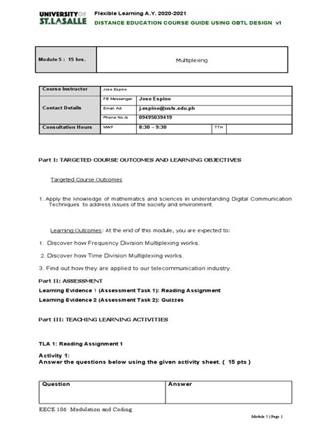 Modulation And Coding Module 5 Pdf Multiplexing Communication