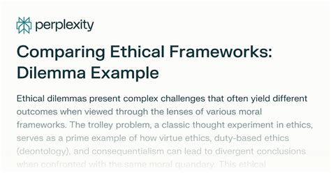 Comparing Ethical Frameworks Dilemma Example