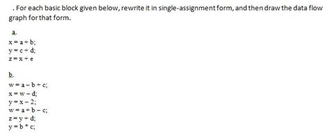 Solved For Each Basic Block Given Below Rewrite It In