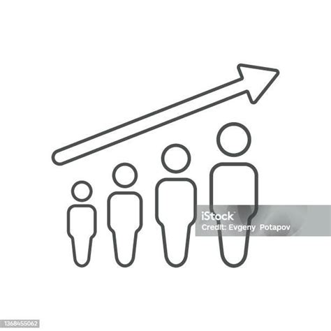 인구 증가 아이콘 사회 개발 증가 글로벌 인구 통계 사람 다이어그램 흰색 배경의 얇은 선 기호 편집 가능한 스트로크 벡터 개발에 대한 스톡 벡터 아트 및 기타 이미지