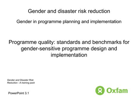 Gender In Programme Planning And Implementation Programme Quality