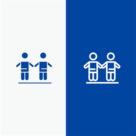 Best Friends Friendship Group Line And Glyph Solid Icon Blue Banner