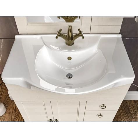 Mobile Bagno Base A Terra Da 75 Cm Con Lavabo In Ceramica Romantica