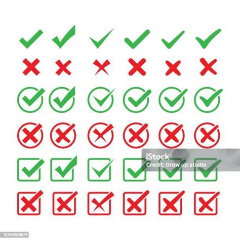 마크 아이콘을 확인합니다 수락하고 거부합니다 옳고 그릇 흰색 배경에 격리 벡터 그림입니다 거절에 대한 스톡 벡터 아트 및 기타
