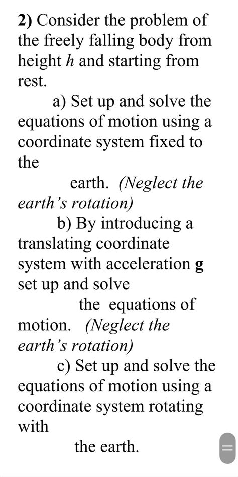 Solved Consider The Problem Of The Freely Falling Body Chegg