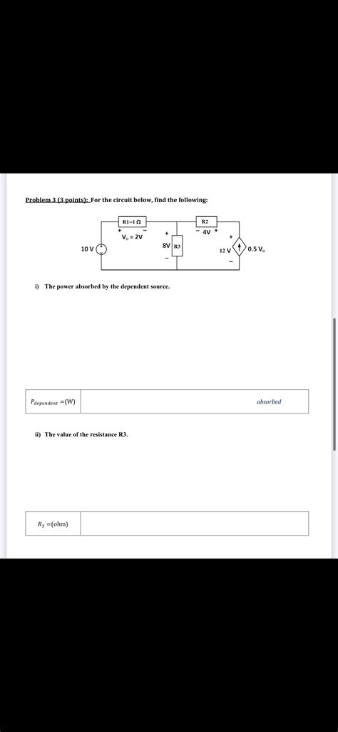solved problem 3 3 ﻿points for the circuit below find the