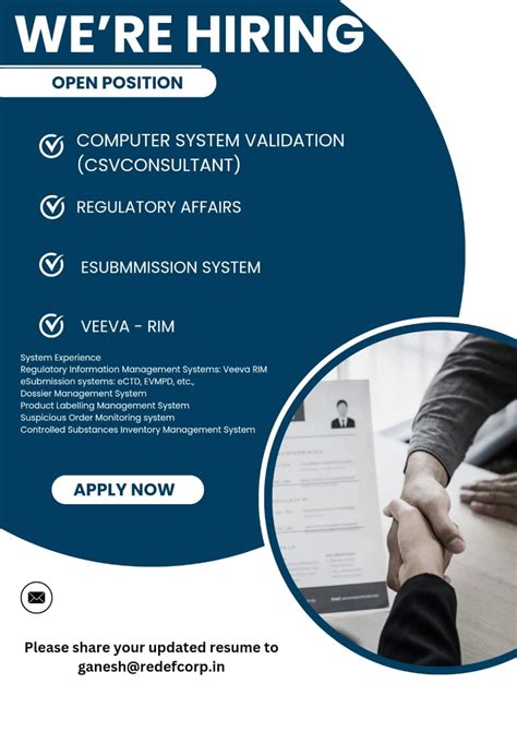 Ganesh Pmg On Linkedin Hiring Csv Regularotyaffairs Pune Chennai Hyderabad Veeva