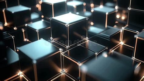 A Glowing Cube Representing Blockchain Technology Generative Ai Stock Illustration