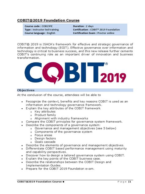Cobit 2019 Foundation Course Pdf