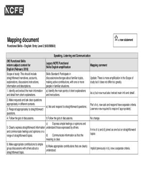 Fillable Online NCFE Entry Level And Functional Skills Qualifications In Fax Email