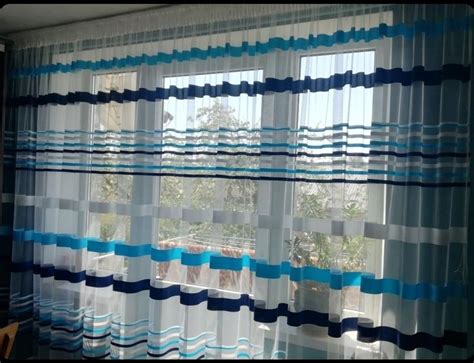 Тюль в наявності смужка турецька синя голуба для хлопчика штори гардини занавіска — ціна 120 грн