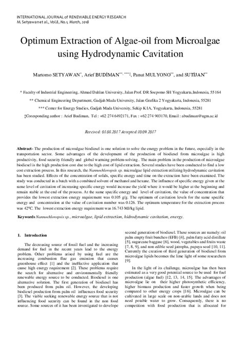 Pdf Optimum Extraction Of Algae Oil From Microalgae Using