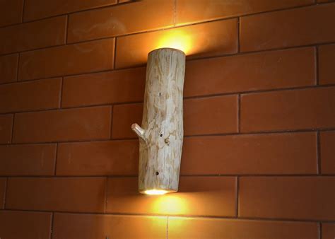 Wooden Sconce Wall Light From Natural Log Driftwood Lamp Etsy